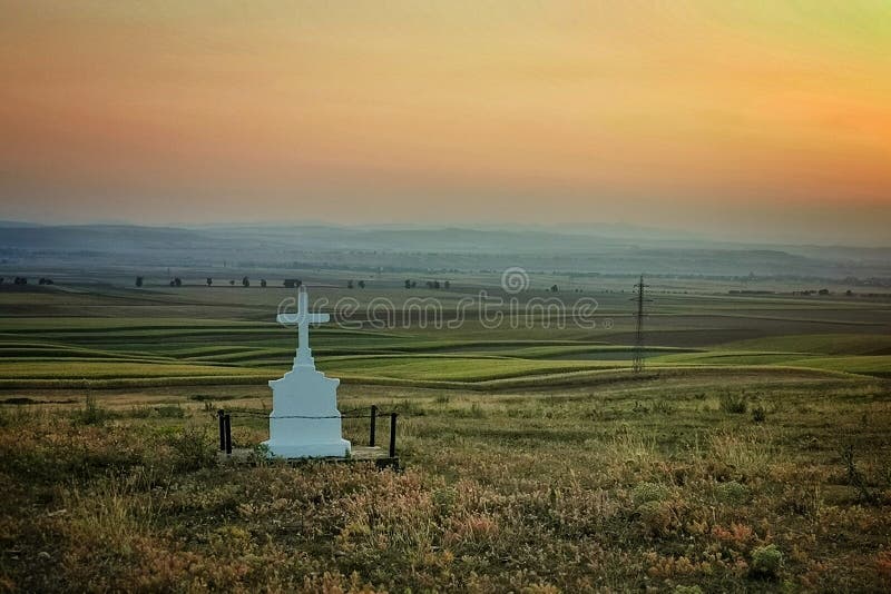 Cross in sunset stock photo. Image of landscape, summer - 164360690