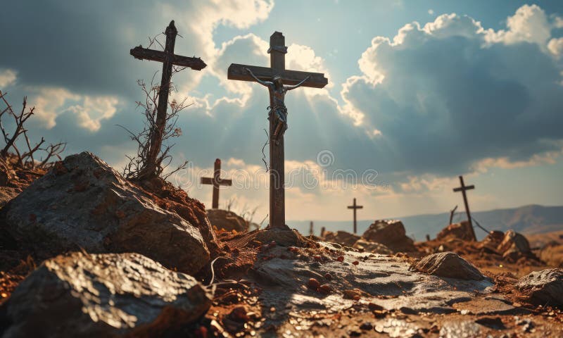 A Cross is on the Left Side of the Image, and Another One is on the ...