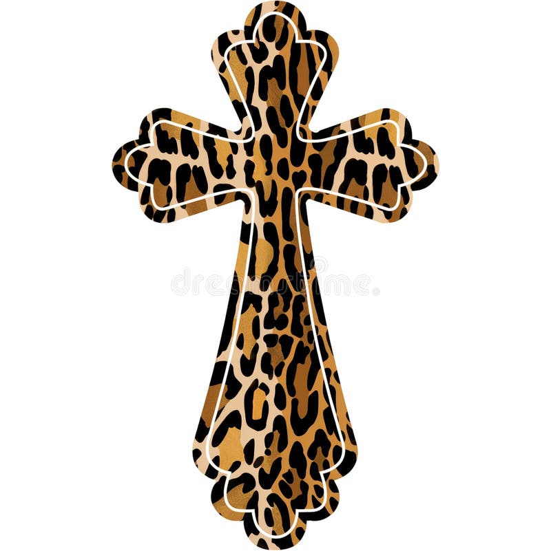 A Cross with a Leopard Print Patte Stock Illustration - Illustration of ...