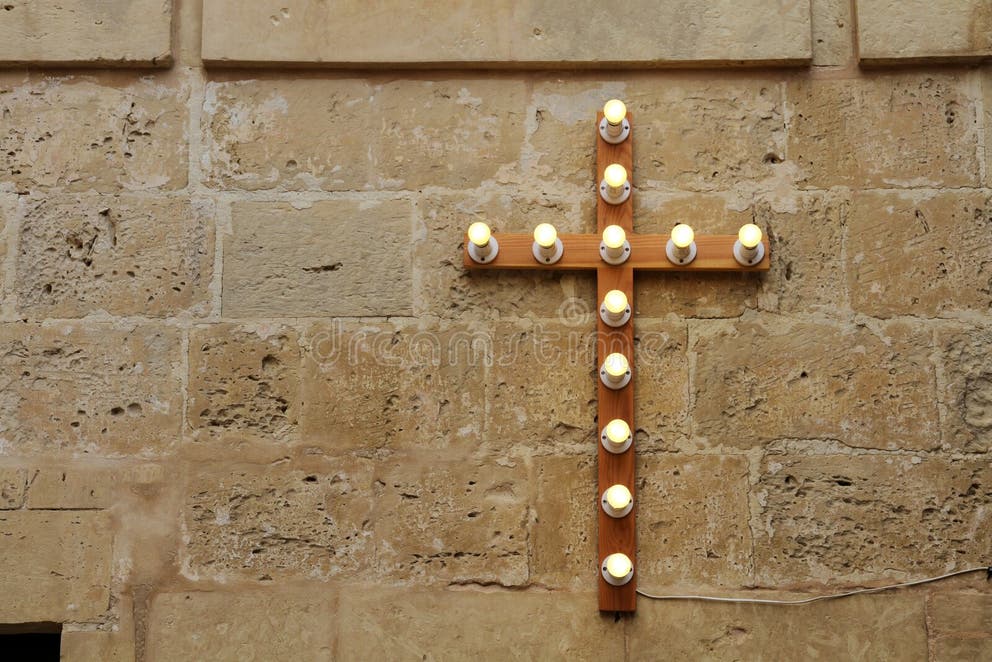 Cross with light-bulbs stock image. Image of cross, electric - 21928809