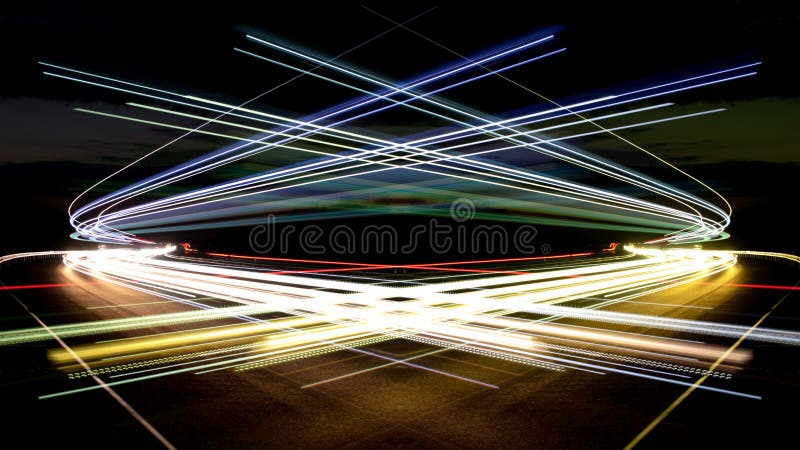 Cross Lights of Cars with Night. Long Exposure Stock Photo - Image of ...