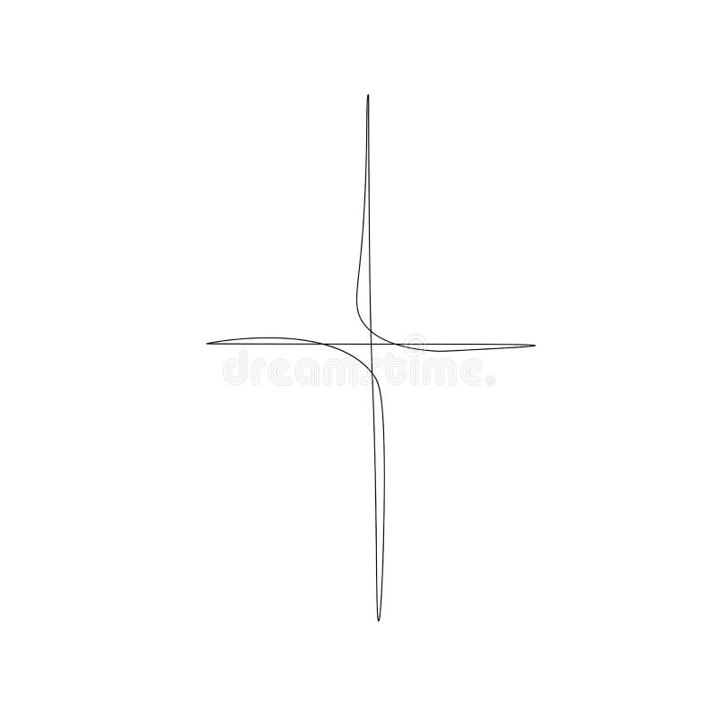 Cross Silhouette Line Drawing, Vector Illustration Stock Vector ...