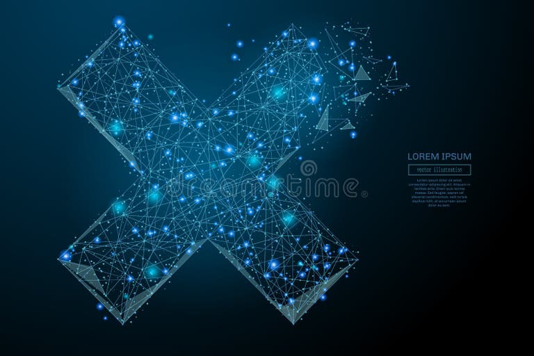 Cross X low poly blue stock vector. Illustration of connection - 89365722