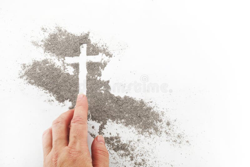 Cross Made of Ashes, Ash Wednesday, Lent Season Abstract Background ...