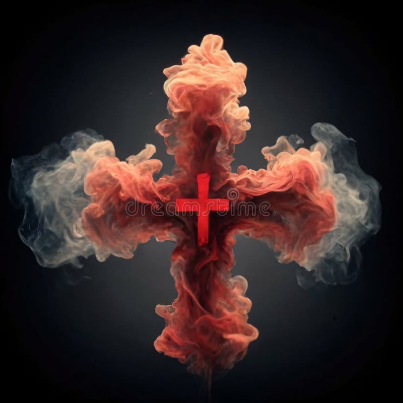 Cross Made of D Smoke and Fire Stock Illustration - Illustration of ...