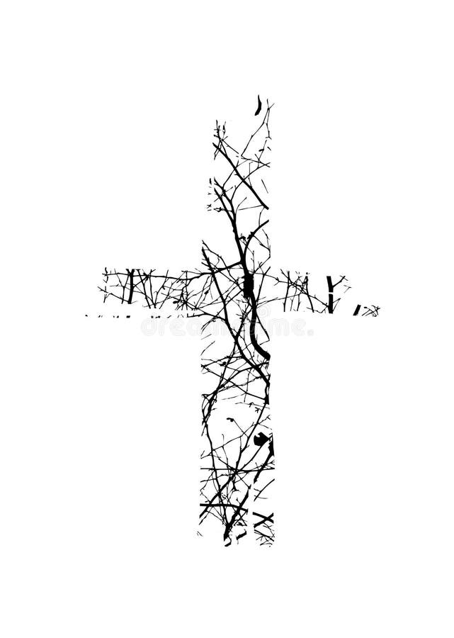 Cross Made of Tree Branches. Vector Illustration Stock Illustration ...