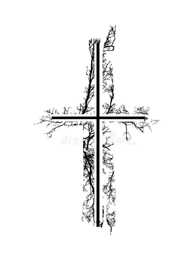 Cross Made of Tree Branches. Vector Illustration Stock Vector ...