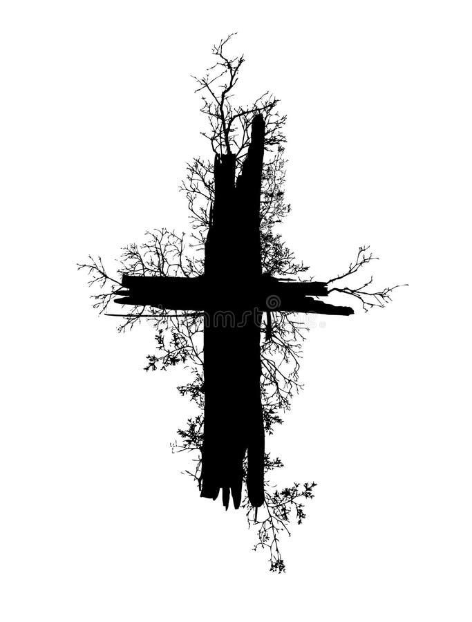 Cross Made of Tree Branches. Vector Illustration Stock Vector ...