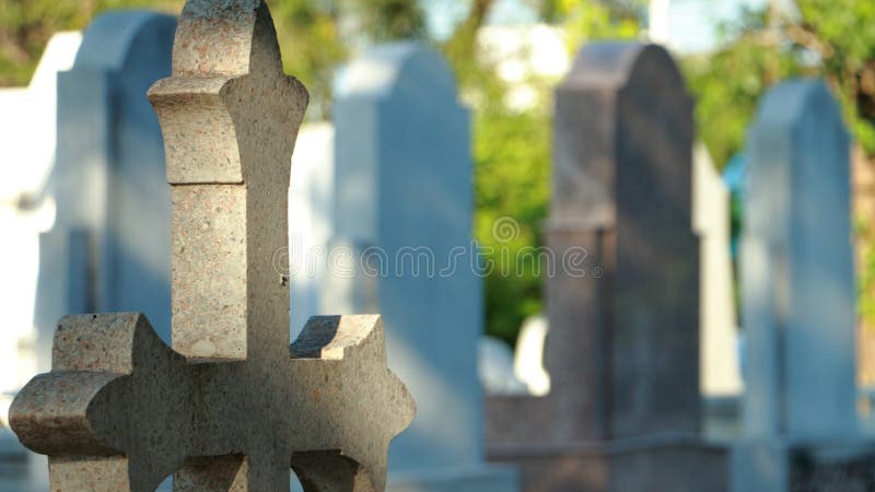 Cross with Marble Tombs in Row Stock Image - Image of closeup ...