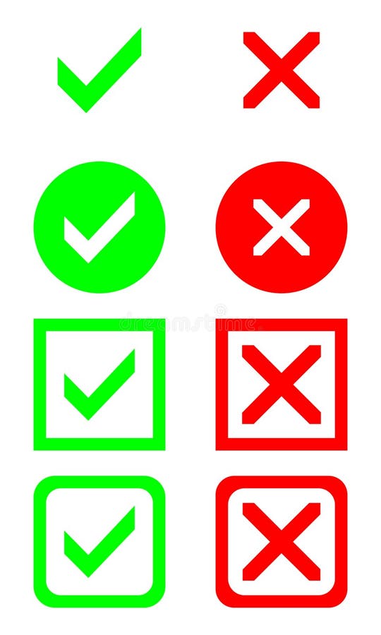Cross Mark and Checkmark Icon Vector Stock Vector - Illustration of ...