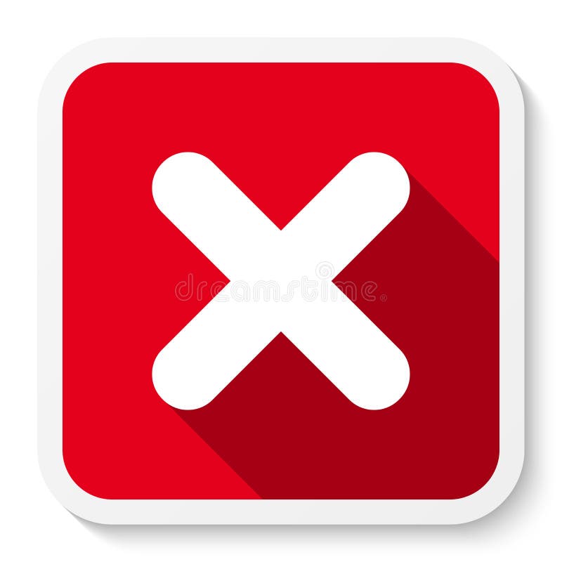 Cross Mark Icon, Button. Flat Square X Symbol Sticker Stock Vector ...