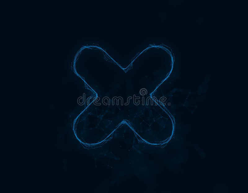 Cross Mark Icon with Plexus Effect. Connected Lines with Dots ...