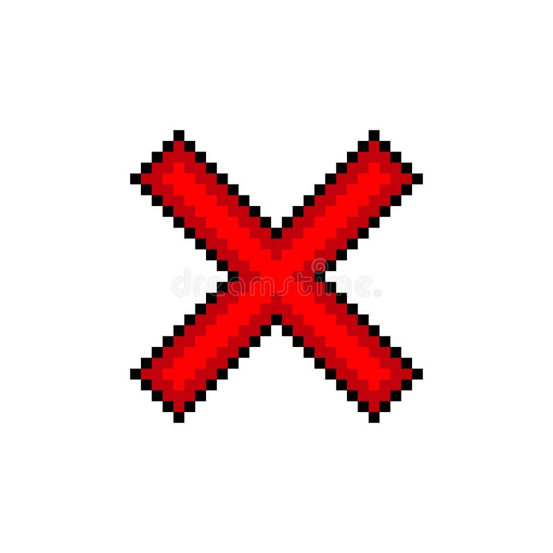 Cross Mark Icon with Pixel Art Stock Vector - Illustration of approved ...