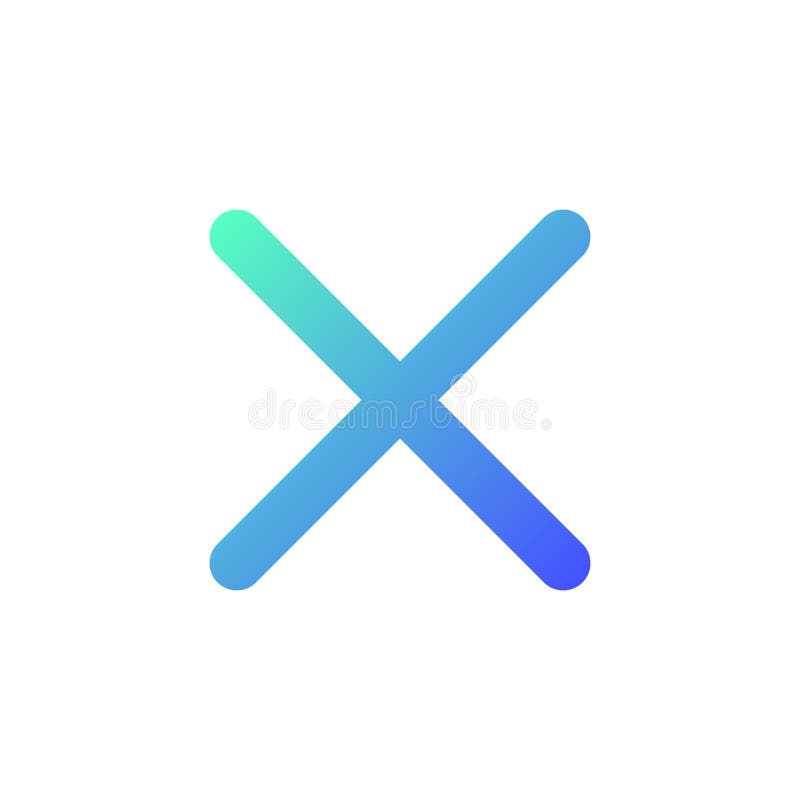 Cross Mark Pixel Perfect Gradient Linear Ui Icon Stock Vector ...