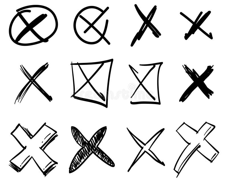 Cross Mark Symbol. Doodle Set of Wrong Sign or False Mark Stock Vector ...