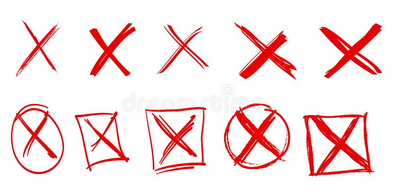 Cross Mark Symbol. Doodle Set of Wrong Sign or False Mark Stock Vector ...