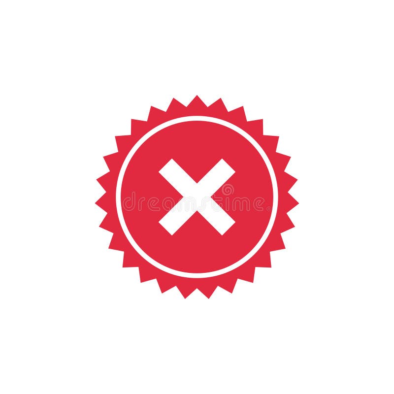 Cross Mark Vector Icon in Star Badge. Symbol of Rejected Stock Vector ...