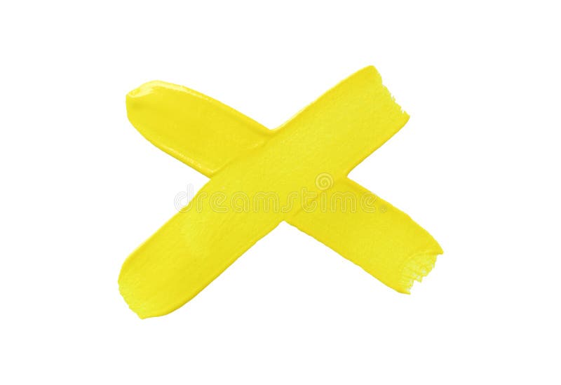 Cross Mark of Yellow Brush Isolated on White Background Stock Photo ...