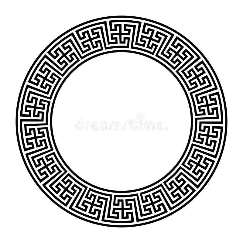Circle Frame, Seamless Disconnected Meander Pattern Stock Vector ...