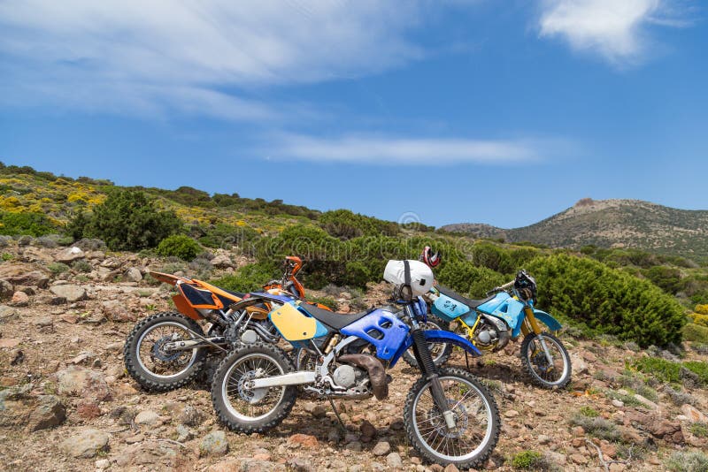 Cross Motorcycles on a Cliff by the Sea Editorial Image - Image of ...