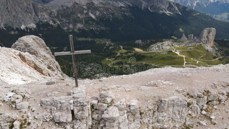Cross in the the Mountain Peaks of the Dolomites in Italy Stock Photo ...