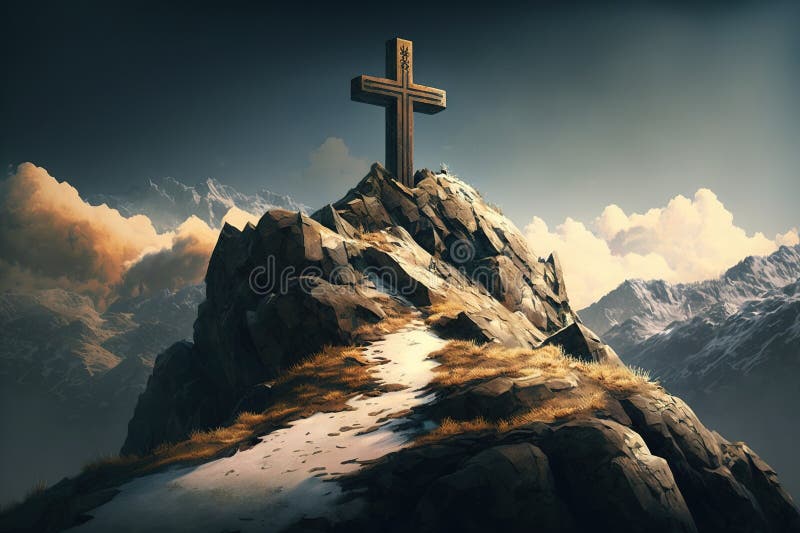 Cross in mountains stock image. Image of church, christianity - 271364697