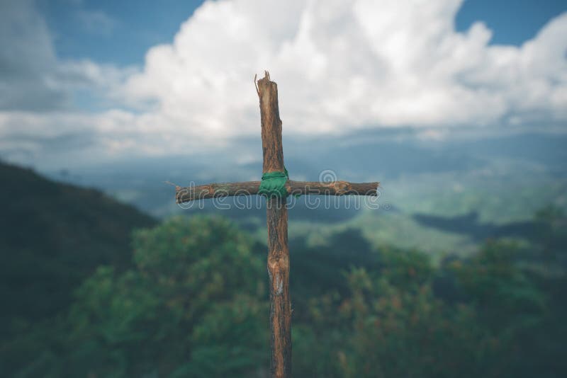 The Cross with Nature in the Forest on the Hill is the Blackground ...