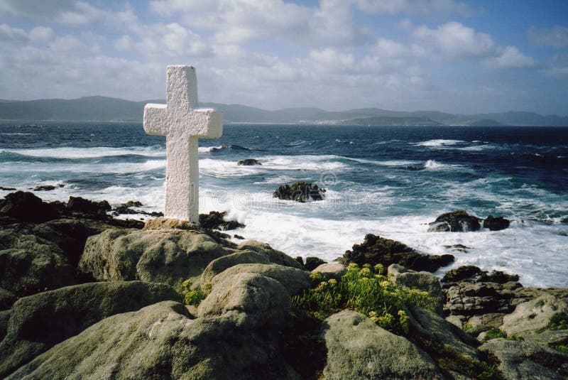 Cross Near the Sea - Costa Da Morte Stock Image - Image of blue ...