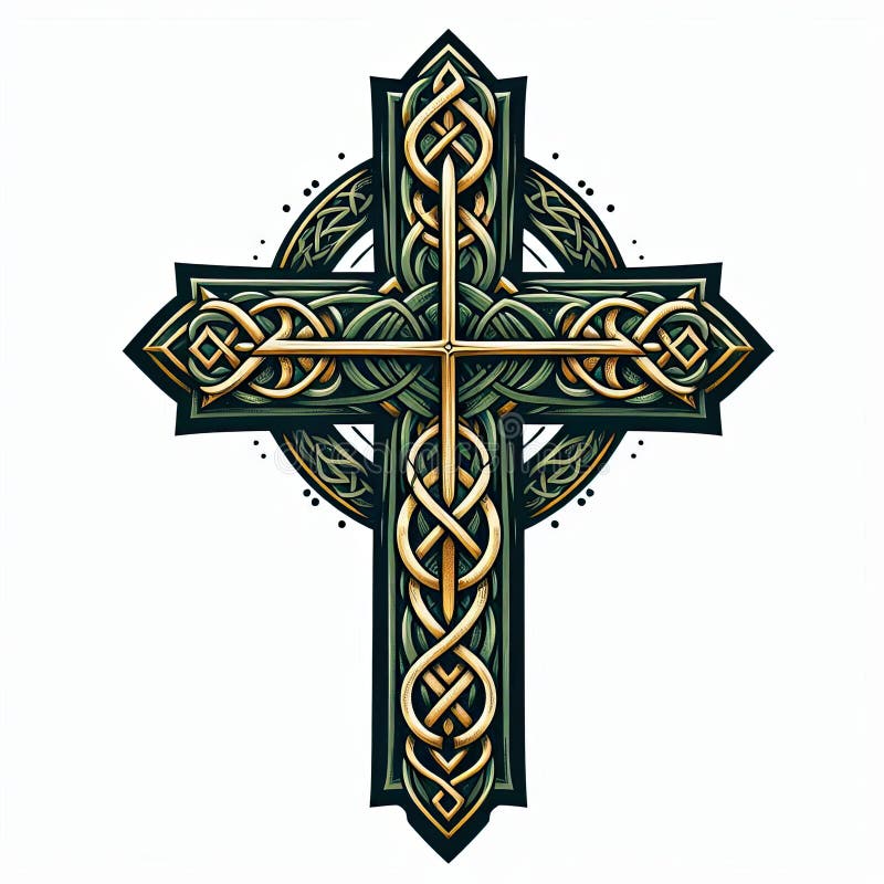 Cross with Ornamental Lines and Harmony Stock Illustration ...