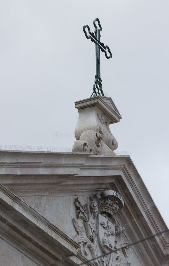Cross Over a Cathedral in Lisbon, Portugal Stock Image - Image of ...