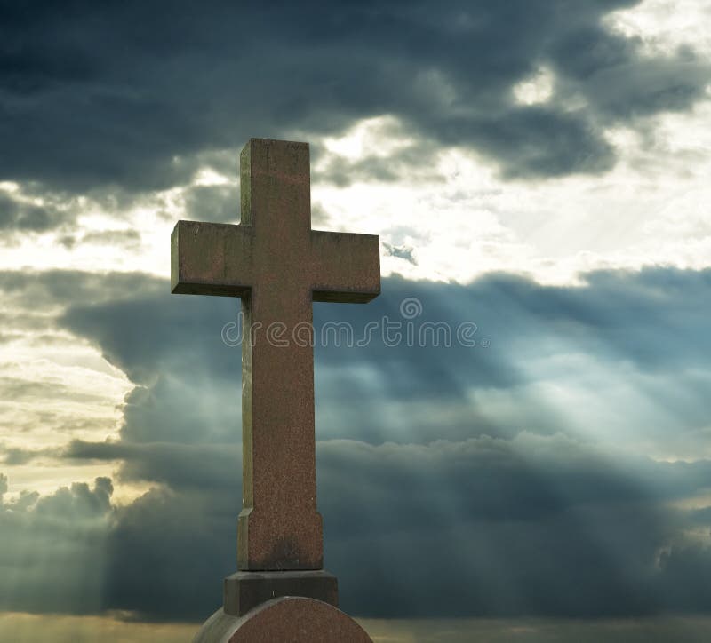 Cross over cloudy sky stock image. Image of crucifixion - 1320275