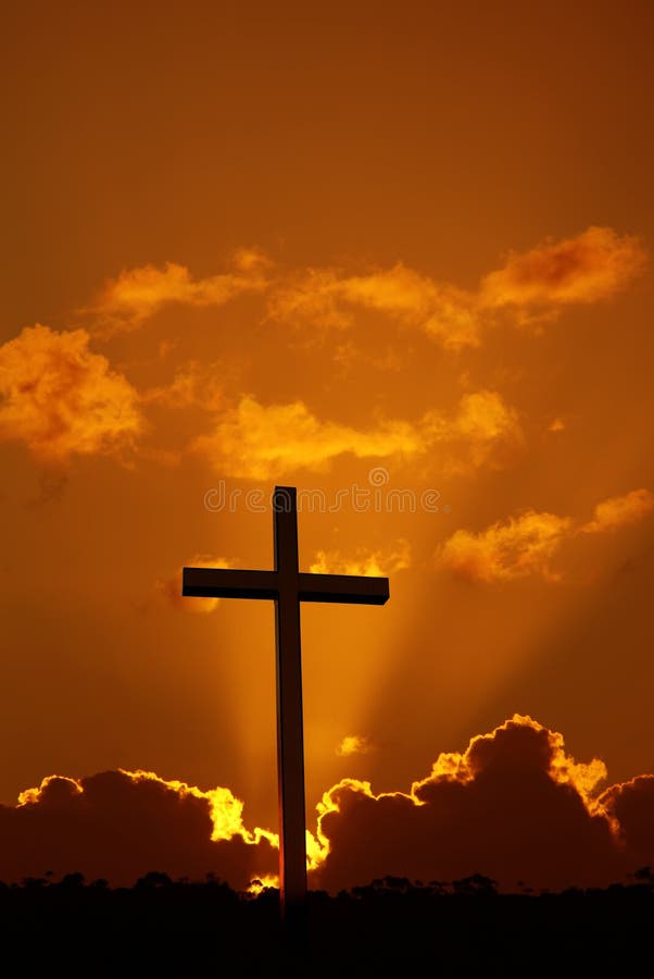 Christian Cross Over Sunset Background Vertical Stock Photos - Free ...