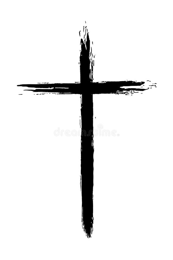 The Cross is Painted with Brush Strokes. Black Christian Cross Stock ...