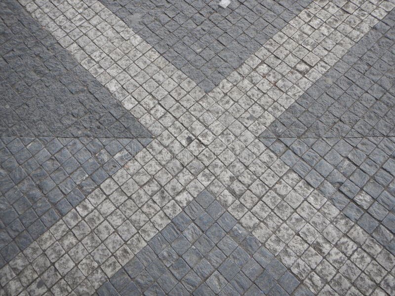 Cross Pattern in a Street Cobble Pavement Stock Image - Image of brick ...