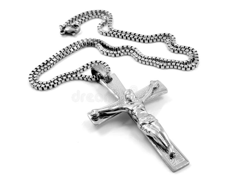 Cross Pendant Neck - Stainless Steel Stock Image - Image of neck ...