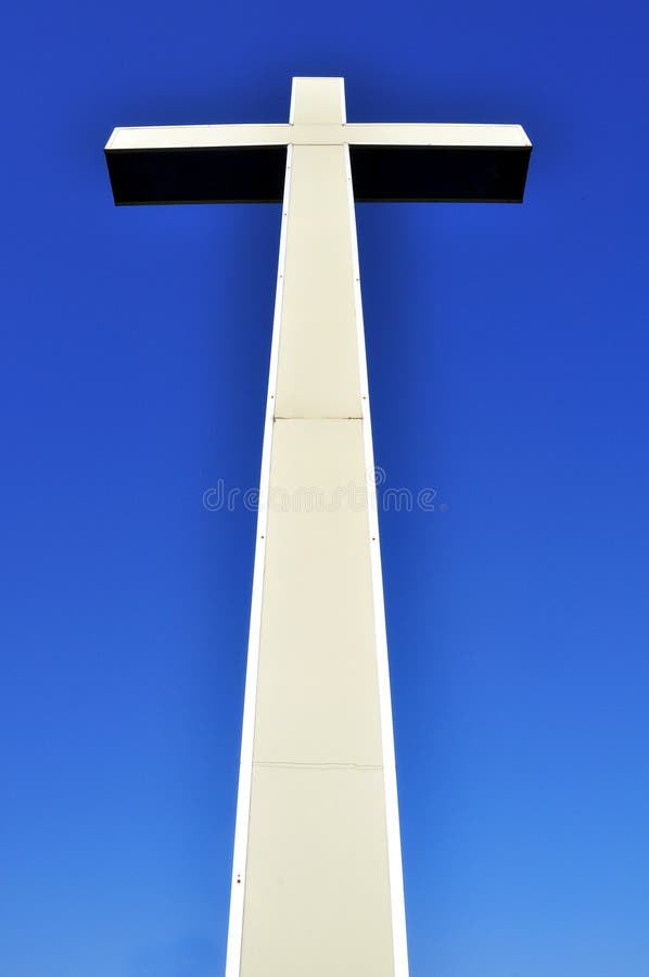Cross in Perspective on Blue Sky Stock Photo - Image of calvary, faith ...