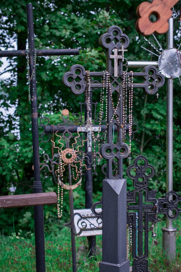 Cross at a Place of Pilgrimage in the Woods Stock Photo - Image of ...