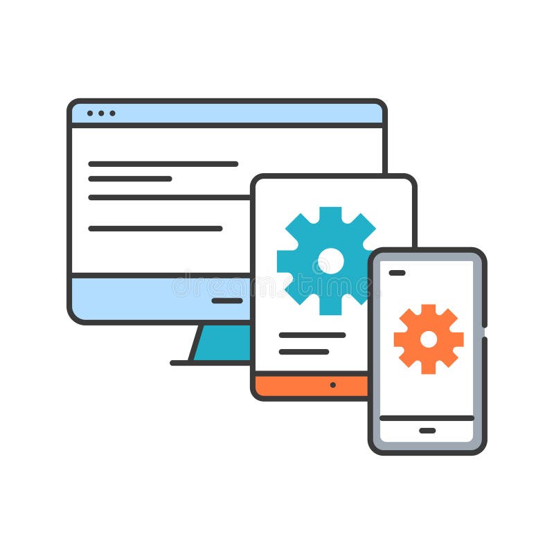 Cross Platform App Color Line Icon. Refers To the Development of Mobile ... Cross Platform App Color Line Icon. Refers To the Development of Mobile ...