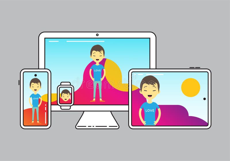 Cross-platform App. Vector Illustration. Cross Platforming Devices ...