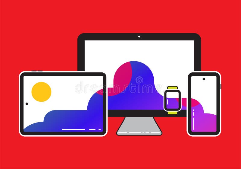 Cross-platform App. Vector Illustration. Cross Platforming Devices ...