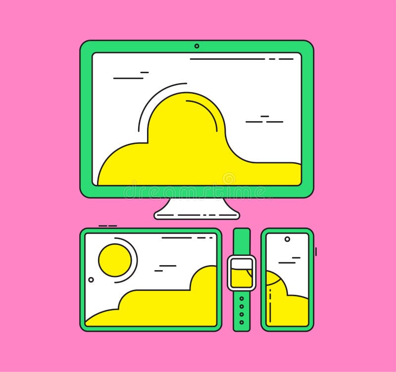 Cross-platform App. Vector Illustration. Cross Platforming Devices ...