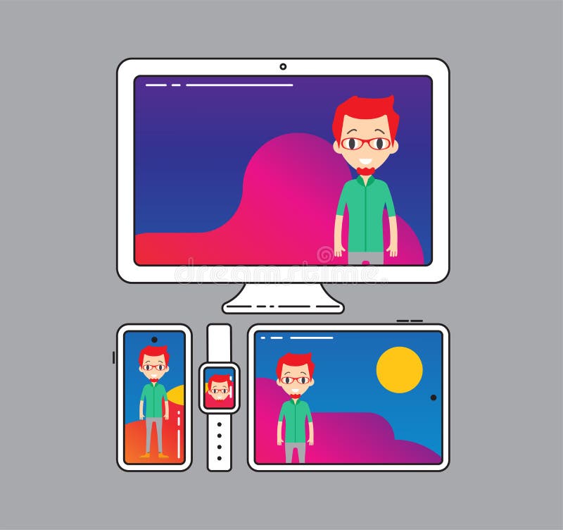 Cross-platform App. Vector Illustration. Cross Platforming Devices ...