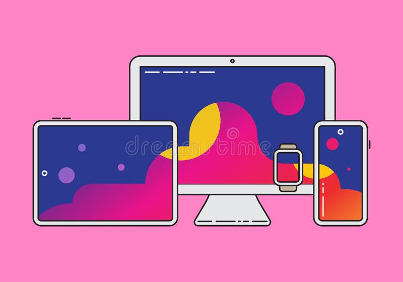 Cross-platform App. Vector Illustration. Cross Platforming Devices ...