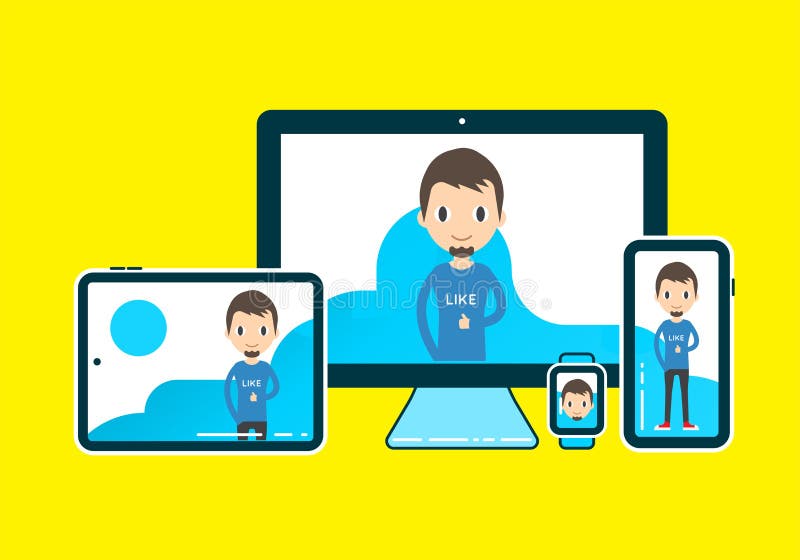 Cross-platform App. Vector Illustration. Cross Platforming Devices ...