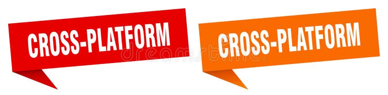 Cross-platform Banner. Cross-platform Speech Bubble Label Set Stock ...