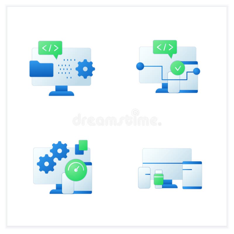 Cross Platform Flat Icons Set Stock Vector - Illustration of network ...