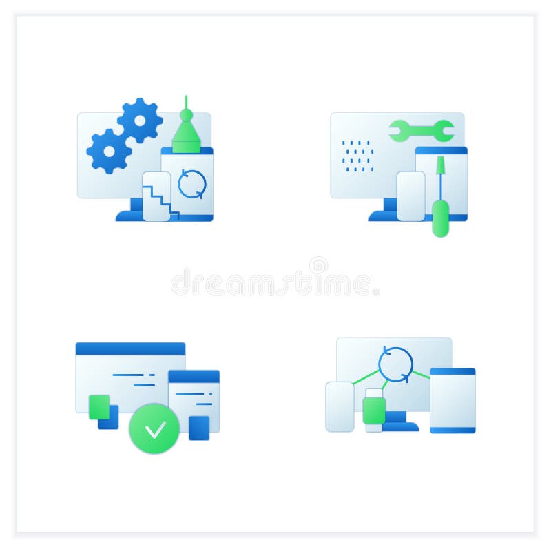 Cross Platform Flat Icons Set Stock Vector - Illustration of ...