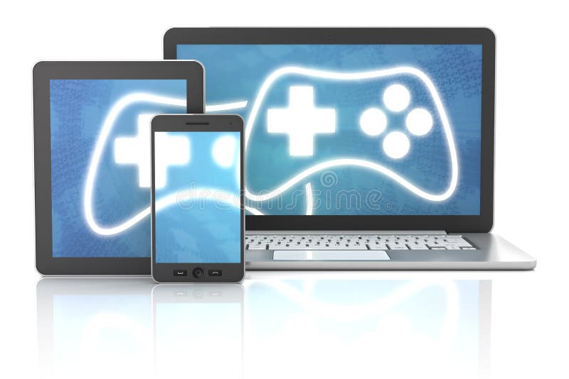Cross platform gaming stock illustration. Illustration of glow - 49343832