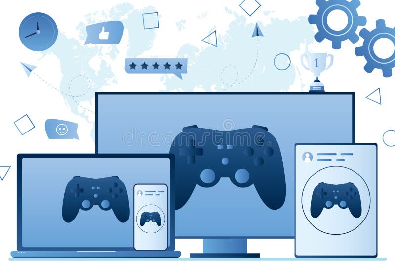 Cross Platform Multiplayer Concept. Various Smart Gadgets with Game ...
