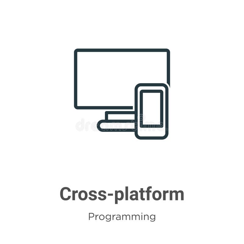 Cross-platform Outline Vector Icon. Thin Line Black Cross-platform Icon, Flat Vector Simple ...